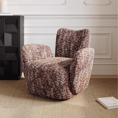 China French Modern Single Lazy Sofa Chair Rotatable Leisure Fabric Wooden Accent Chair Portable Swivel for Living Room Apartment for sale
