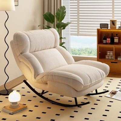 China Custom Single Ergonomic Adjustable Upholstered Modern Wide Rocking Chair Comfortable Lazy Lounge Living Room Apartment Hotel for sale