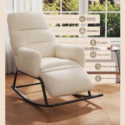 China Leisure Sleeping Lazy Comfortable Upholstered Rocking Lounge Chair Fabric Upholstery Recliner Rocking Chair for Balcony for sale