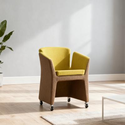 China Minimalist Modern Durable Leisure Chair with Wheel Armchair for Apartment Dining Living Room Use Steel Frame for sale