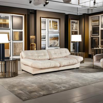 China Customizable Luxury Cream Velvet 2-Seater Modular Sectional Sofa Set French White Nordic Design for Villas Living Room for sale