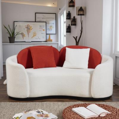 China Modern Creative Two-Seat Teddy Sofa Fabric Sectional Set for Hotel or Villa Sponge Filling Material Curved Cream Sectional Sofa for sale