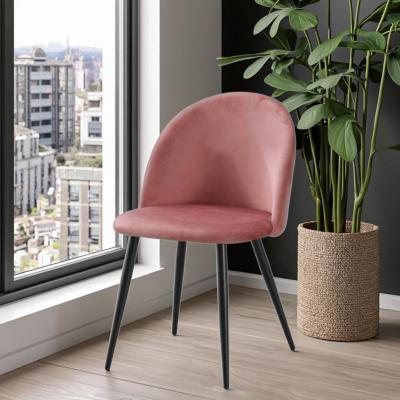 China Wholesale Modern Portable Home Furniture Dining Chairs Metal Legs Upholstered Fabric Chair Accent Back Rest Chair for Apartment for sale