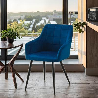 China Modern Comfortable Ergonomic Eco-Friendly European Modern Dining Room High Back Velvet Armchair Metal Legs for Home Bar Gym Use for sale