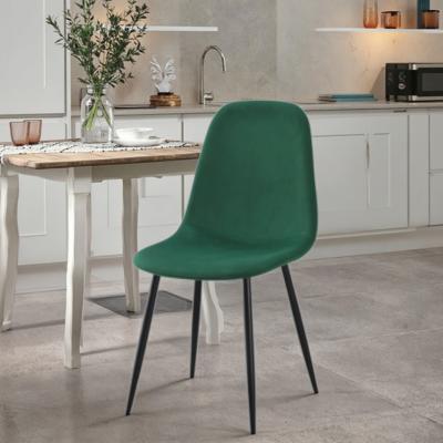 China Nordic Green Velvet Dining Chair Modern Luxury Dining Room Furniture Metal Legs Armrest Chairs for Home Office Hotel Apartment for sale