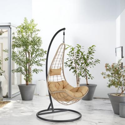 China Modern Outdoor Patio Swings with Metal Stand Wicker Rattan Hanging Chair for Outdoor Use for sale