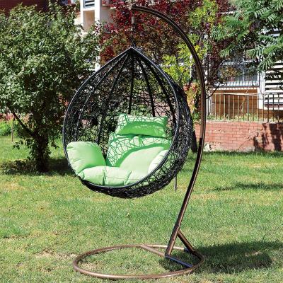 China Outdoor Leisure Rattan Wicker with Steel Frame Single Seat Swing Chair Hanging Egg Chairs for Garden Patio Balcony for sale