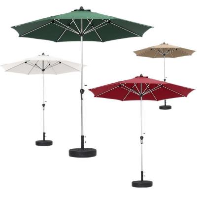 China Outdoor Hand-cranked Iron Center Pole Aluminum Umbrella 200D Rainproof Fabric 2.7m Radius Modern Design for Outdoor Furniture for sale