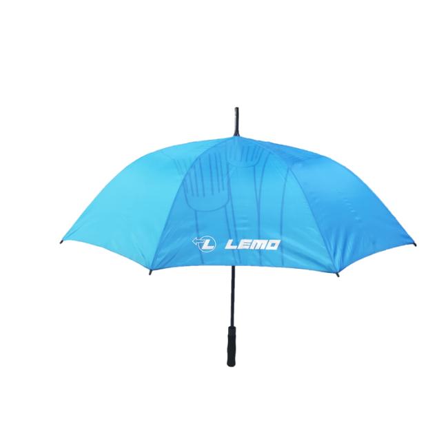 Windproof golf umbrella with straight handle showing quality construction