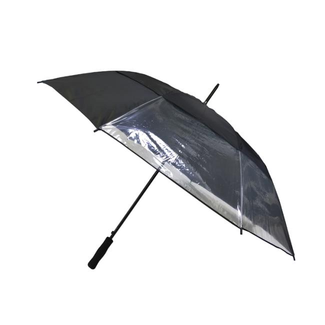 Auto Open Pongee 190T Windproof Golf Umbrella with transparent panel
