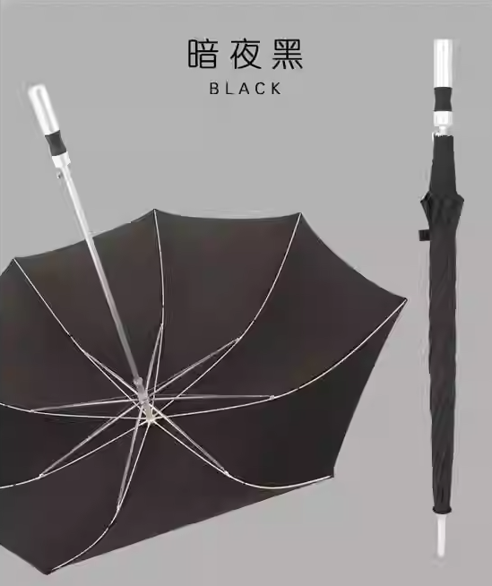 Aluminum umbrella showing automatic opening mechanism