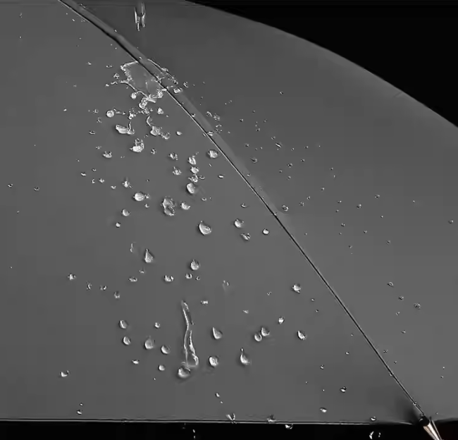 Close-up of aluminum umbrella handle and frame