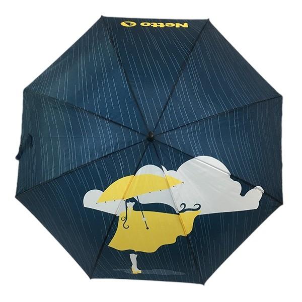 Close-up view of promotional umbrella showing fabric and frame details