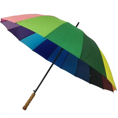 China 8 Ribbed Waterproof Pongee Rainbow Colour Round Golf Umbrella for sale