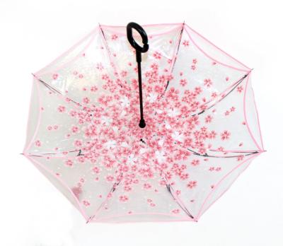 China Light Reverse Transparent Umbrella With Pattern Auto Open for sale