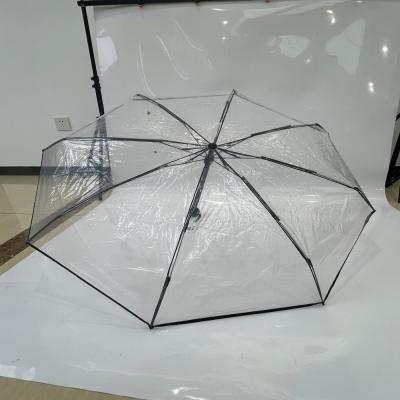 China 21 Inches 5 Folding Coverage Transparent Umbrella For Rain Manual Open Function for sale