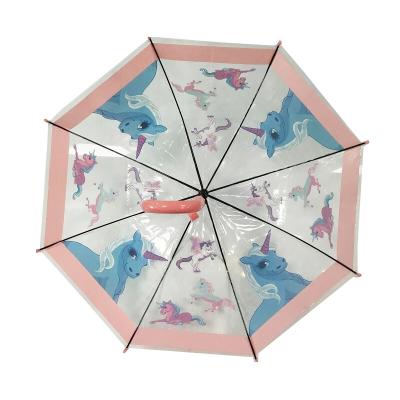 China 19 inches Kids Compact Umbrella with POE Fabric and Unicorn Printing Incidental Whistle for sale