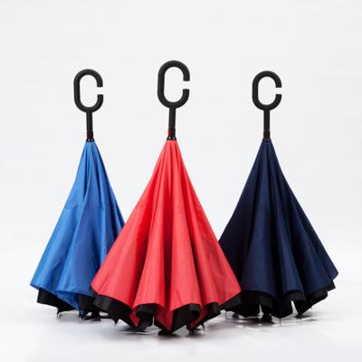 China Customized 23 Inches Reverse Inverted Umbrella with Fiberglass Ribs and Rubber Handle for Maximum Comfort for sale