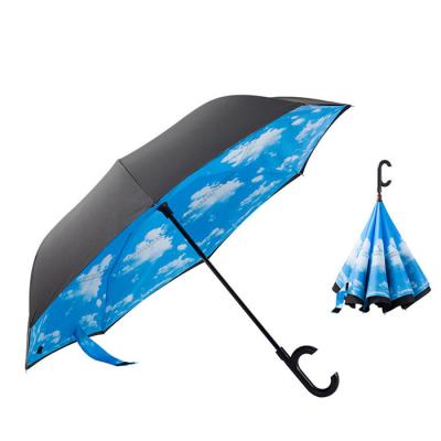 China Reversible Design 23 Inches Reverse Inverted Umbrella with Pongee Fabric for Windproof Protection for sale