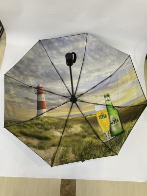 China 21 inches 3-fold auto open and close umbrella pongee fabric with Digital printing for sale