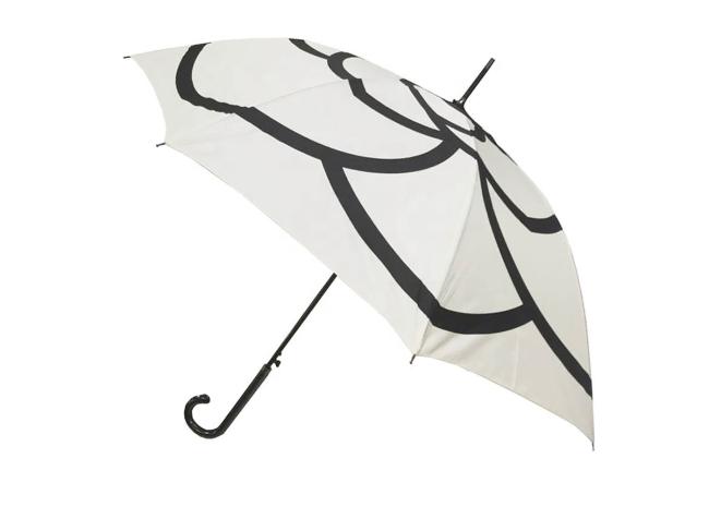 White J Stick Umbrella product image showing full open view