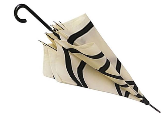 Close-up view of White J Stick Umbrella showing handle and frame details