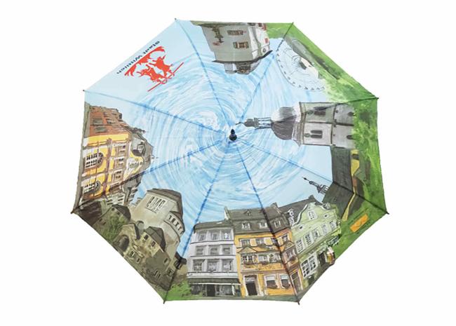Close-up view of the umbrella's unique canopy design