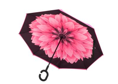 China Pink Women Classic C Shaped Handle Umbrella Umbrella For Rain Shine Weather for sale