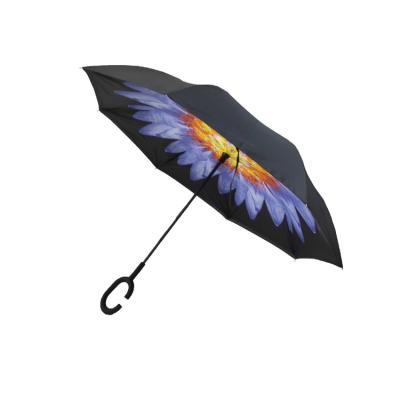 China Manual Close Reverse Double Layer Inverted Umbrella , C Handle Inverted Umbrella for sale