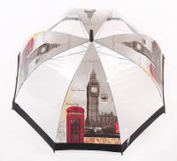 China 97cm Transparent Automatic Umbrella with Metal Frame and Fiberglass Ribs - Dome Shape Design for sale