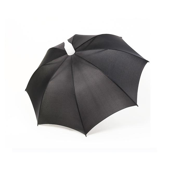 Telescopic straight umbrella with plastic cover showing open position