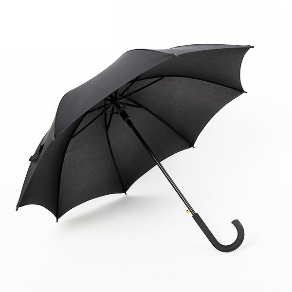 Close-up view of umbrella handle and plastic cover mechanism