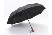 China 21-Inch Automatic Windproof Folding Umbrella with 97cm Coverage and Wooden Handle - Compact 30cm Folded Design for sale