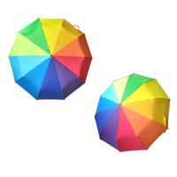 China Manual Folded Rainbow Umbrella 21 Inch 8 Ribs Waterproof Metal Shaft for sale