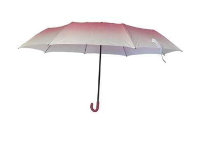 China 3 Folds Manual Open J Handle Umbrella With Heat Transfer Printing for sale