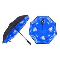 China SGS Plastic Handle Upside Down Reverse Inverted Umbrella Auto Open 8mm Metal Shaft for sale