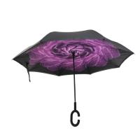 China Double Layer 103cm Reverse Inverted Umbrella Windproof Fiberglass Ribs Manual Open for sale
