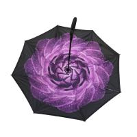 China Double Layer 103cm Reverse Inverted Umbrella Windproof Fiberglass Ribs Manual Open for sale