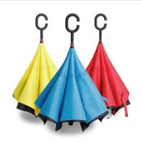 China Double Layer Folding Reverse Inverted Umbrella With C Handle for sale