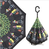 China Double Layer Folding Reverse Inverted Umbrella With C Handle for sale