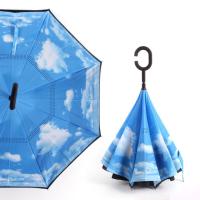 China Double Layer Folding Reverse Inverted Umbrella With C Handle for sale