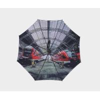China Custom Train Printing Windproof Compact Golf Umbrella 27 Inch 8 Ribs Fiberglass Frame for sale