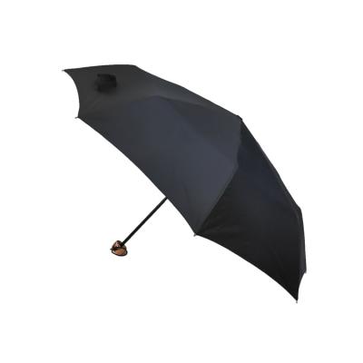 China 8 Ribs Manual 3 Folding Umbrella With Wooden Handle for sale