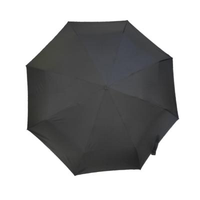 China 8 Ribs Manual 3 Folding Umbrella With Wooden Handle for sale