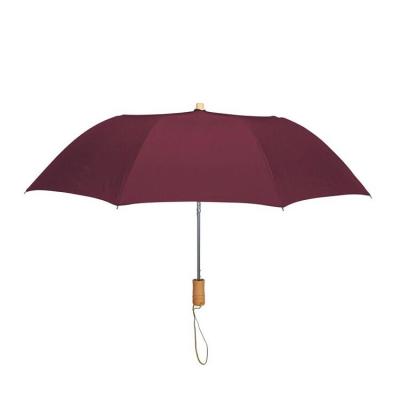 China Wooden Handle Pongee Fabric Self Folding Umbrella for sale