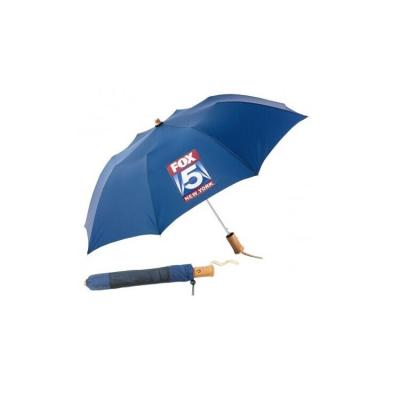 China Wooden Handle Pongee Fabric Self Folding Umbrella for sale