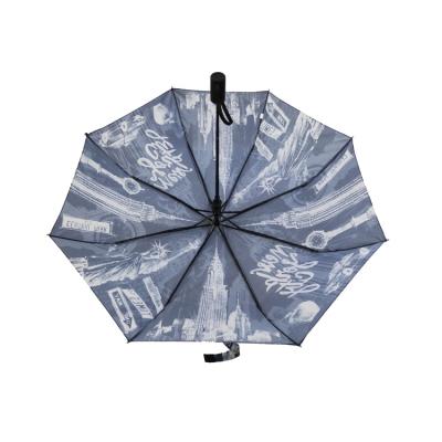 China BSCI Auto Open 3 Folds Umbrella With Wooden Handle for sale