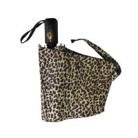 China 190T Polyester 3 Folding Umbrella with Leopard Pattern 21 Inch Auto Open for sale