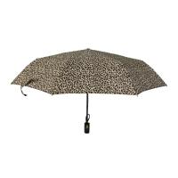 China 190T Polyester 3 Folding Umbrella with Leopard Pattern 21 Inch Auto Open for sale