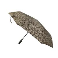 China 190T Polyester 3 Folding Umbrella with Leopard Pattern 21 Inch Auto Open for sale